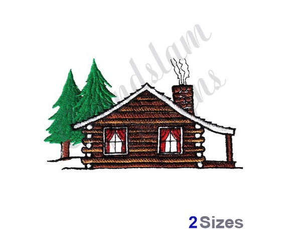 Mountains Cabins Vintage Embroidery Vintage Log Cabin Quilt, Heavy