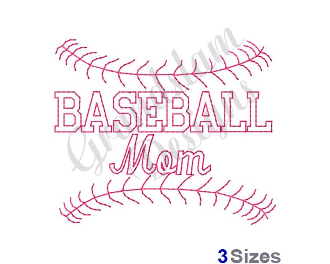 Redwork Baseball Mom Embroidery Design (digital Download) - Etsy