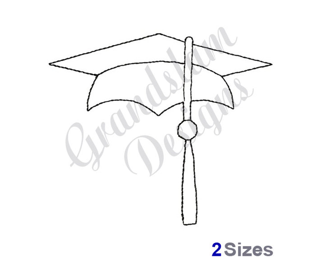 Graduation Cap Outline - Machine Embroidery Design, Embroidery Designs ...