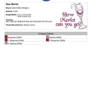 How Merlot Wine - Machine Embroidery Design - Etsy