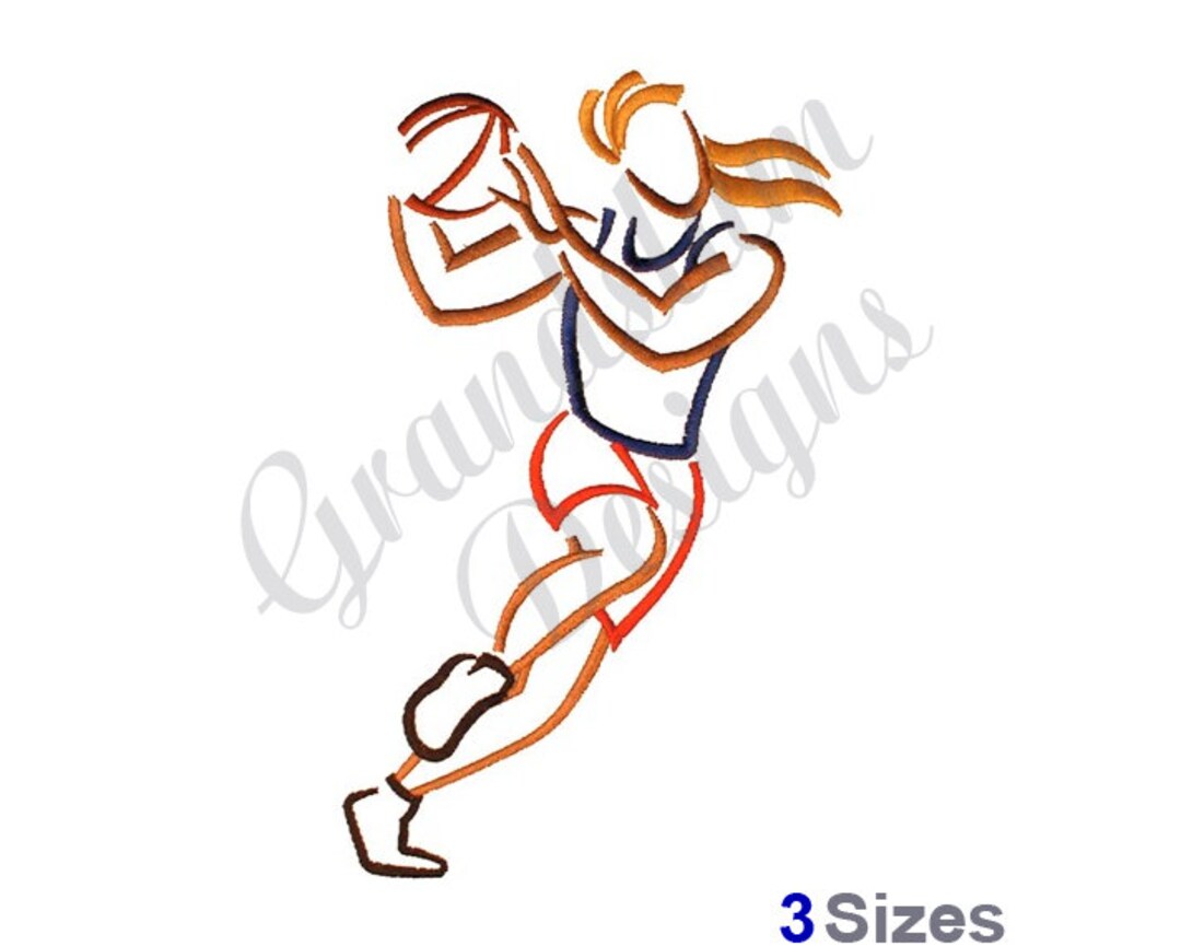 Female Basketball Player Outline - Machine Embroidery Design ...