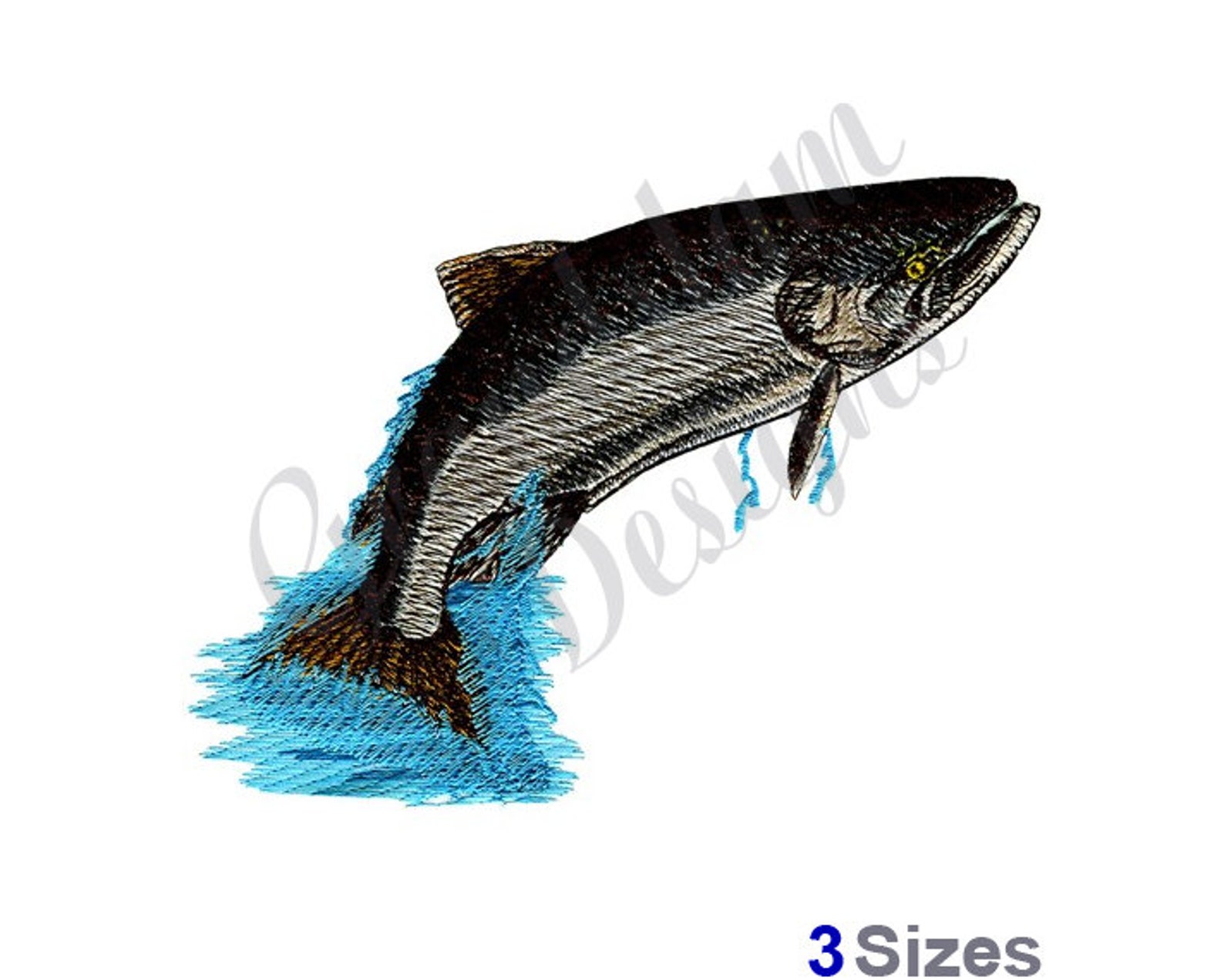 King Salmon Fish Machine Embroidery Design | Etsy