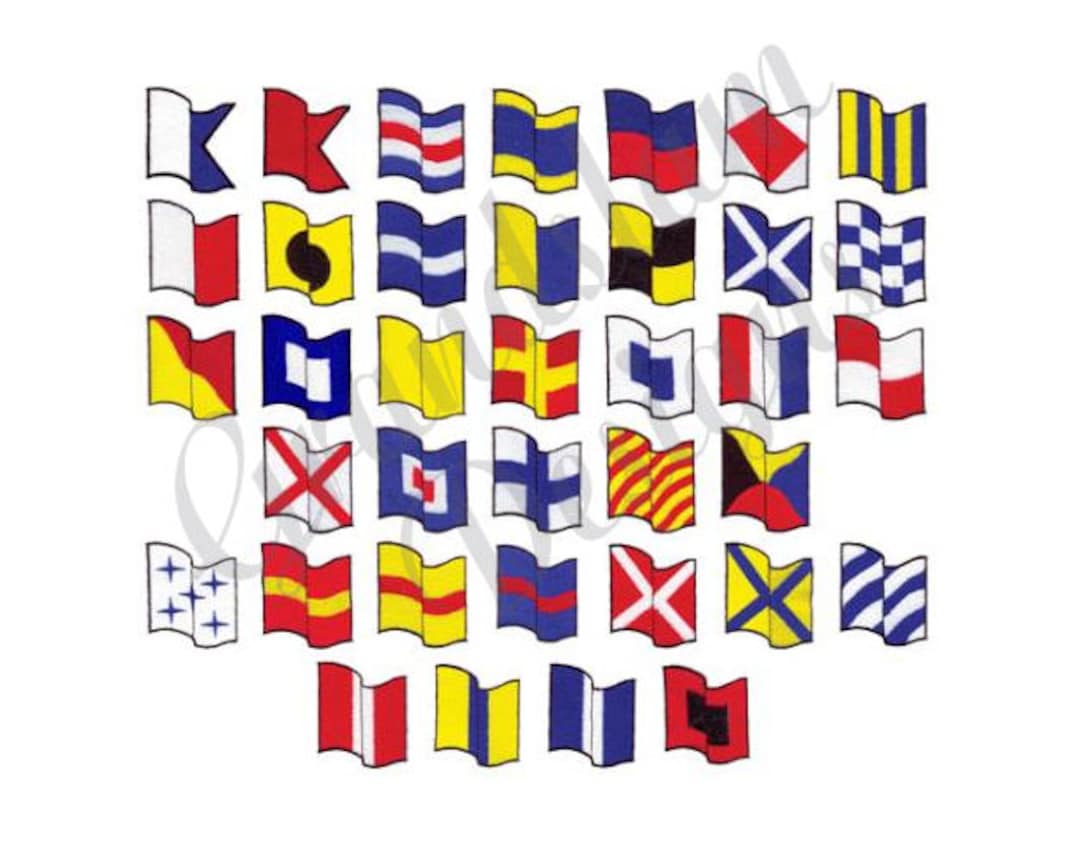 Nautical Flags Embroidery Font Set - Sailing Flags Machine Embroidery ...