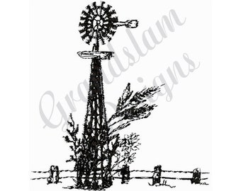Country Farm Windmill Machine Embroidery Design Windmill - Etsy