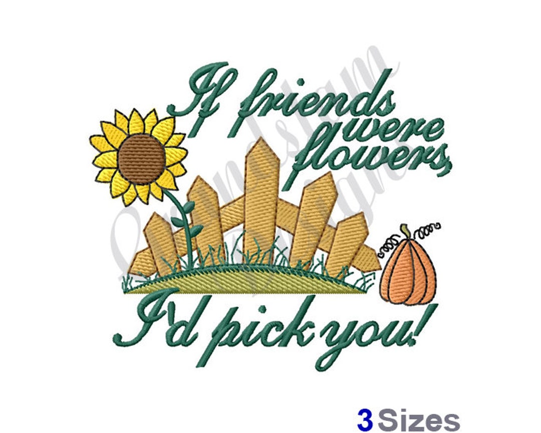 Friendship Flower Fall Scene - Machine Embroidery Design, Embroidery ...