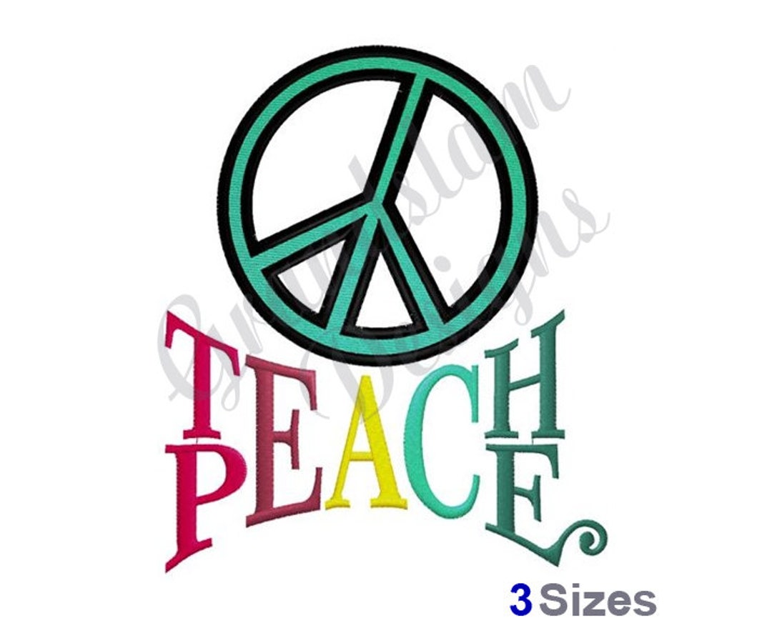 Teach Peace Sign - Machine Embroidery Design - Etsy