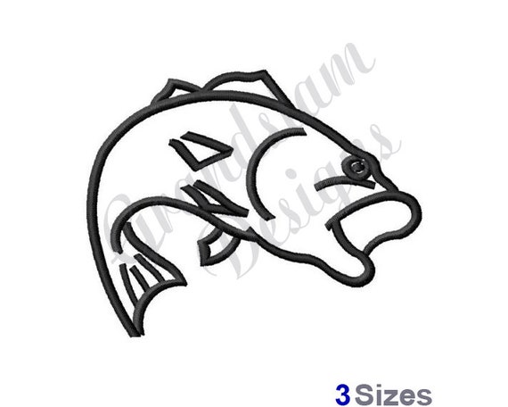 Bass Outline Machine Embroidery Design | Etsy