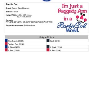 Barbie Doll - Machine Embroidery Design - Etsy