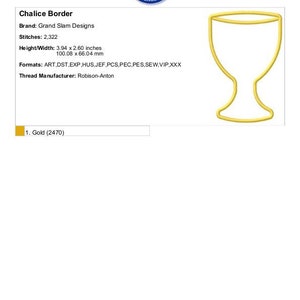Chalice Outline - Machine Embroidery Design, Embroidery Designs ...