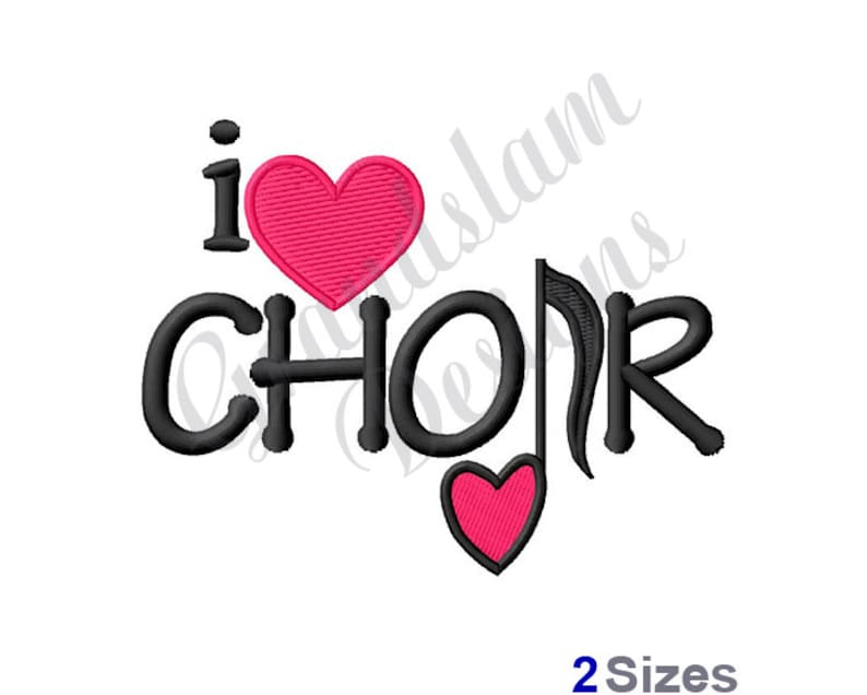 I Love Choir Music Note Machine Embroidery Design | Etsy