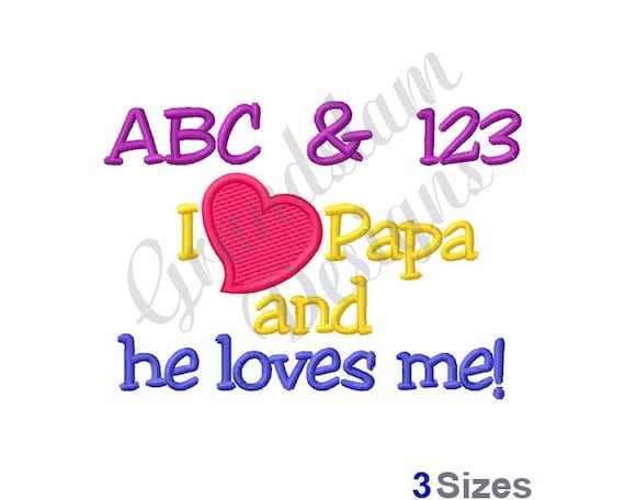 I Love Papa Machine Embroidery Design | Etsy