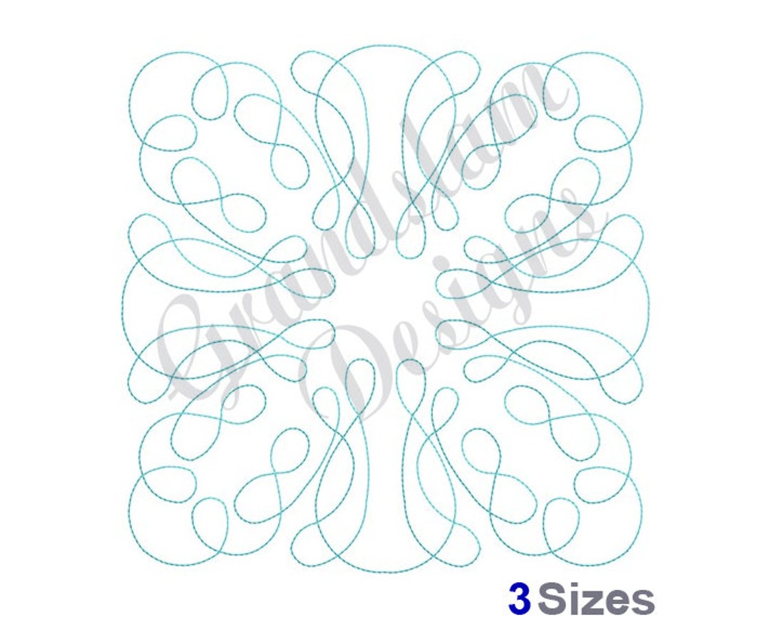 Squiggle Quilt Block Pattern - Machine Embroidery Design, Embroidery ...