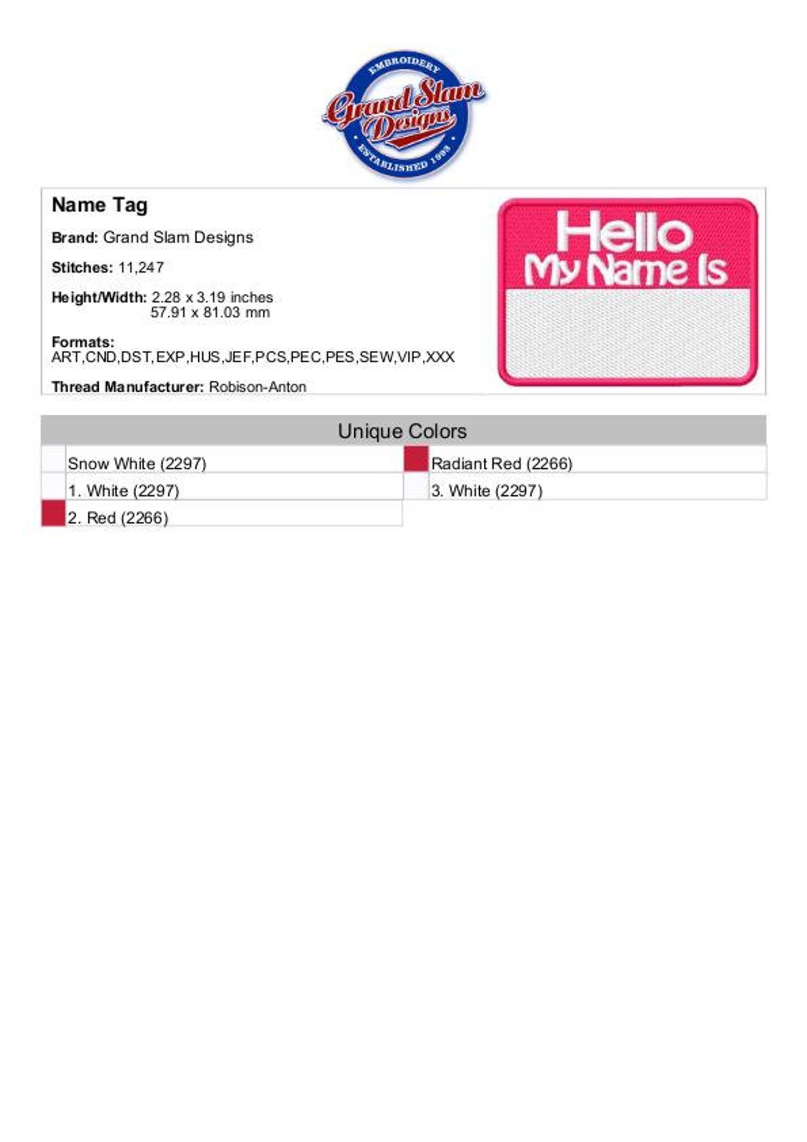 Name Tag Machine Embroidery Design - Etsy