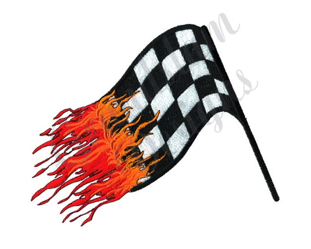 Flames Race Flag -machine Embroidery Design, Embroidery Designs ...