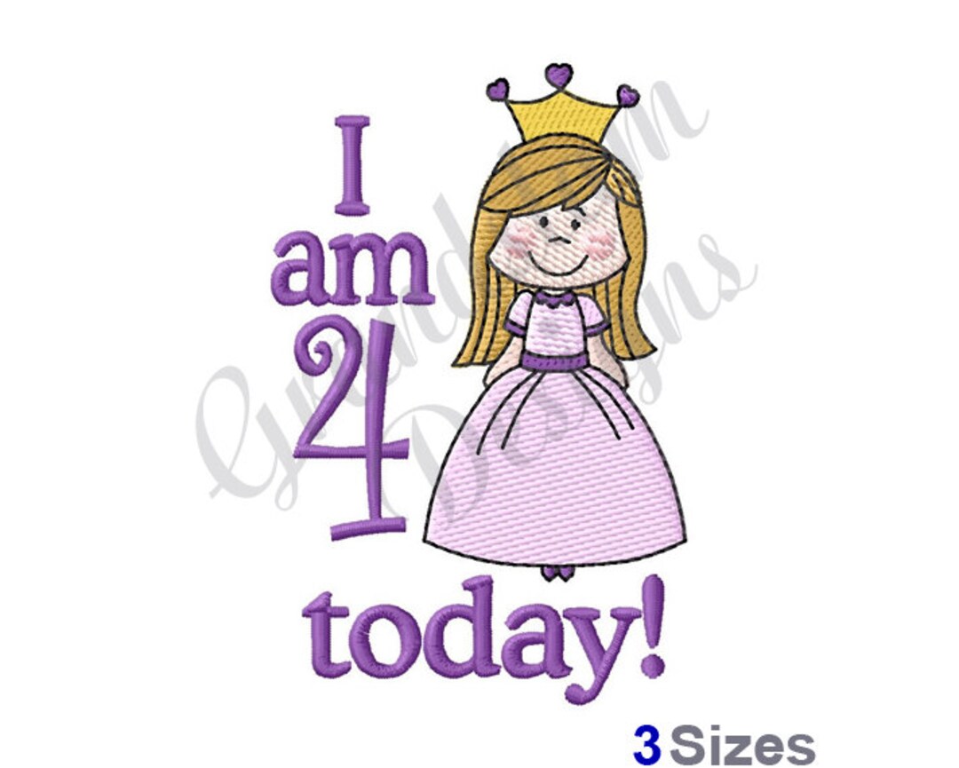 I Am Four Today - Machine Embroidery Design, Embroidery Designs ...