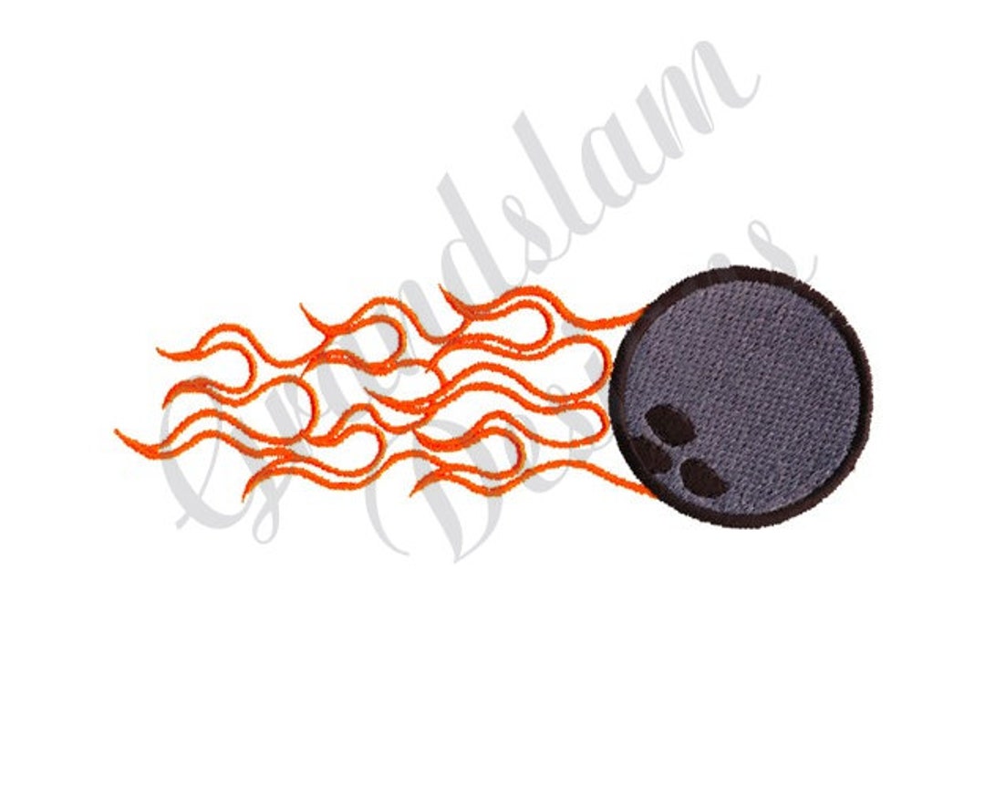 Bowling Ball on Fire - Machine Embroidery Design - Etsy