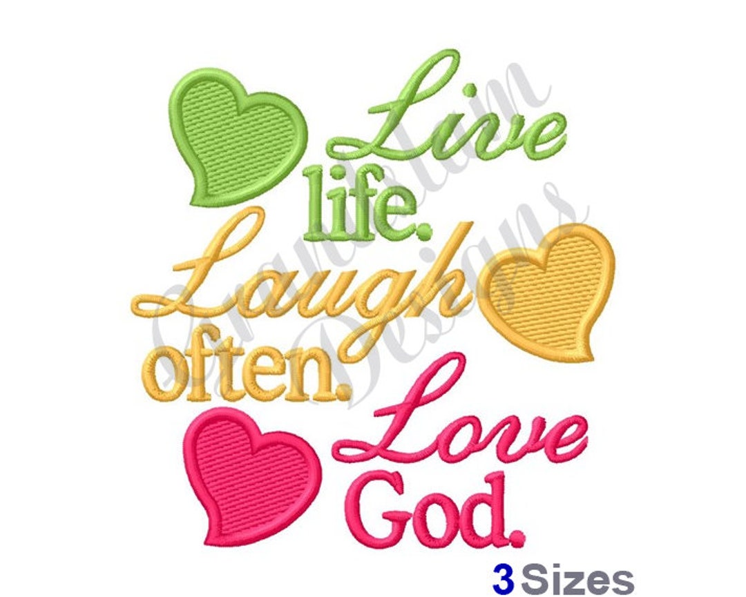 Live, Laugh, Love God - Machine Embroidery Design - Etsy