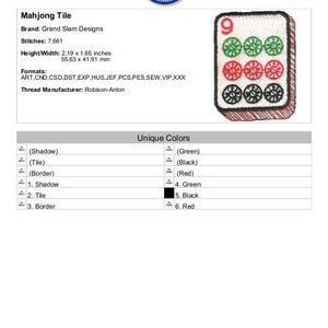 Mahjong Tile - Machine Embroidery Design - Etsy