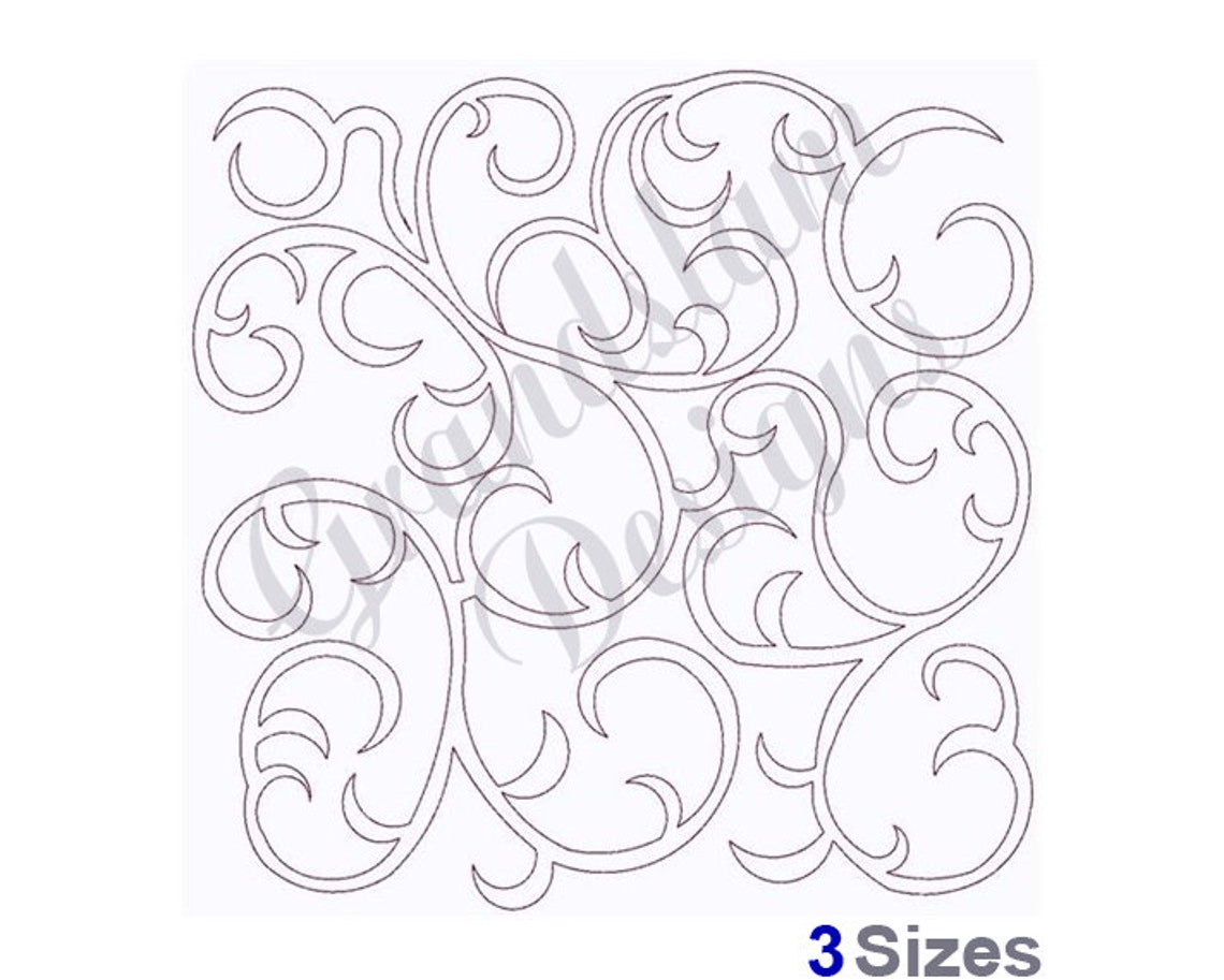 Vine Outline Quilt Block Embroidery Design (digital Download) - Etsy