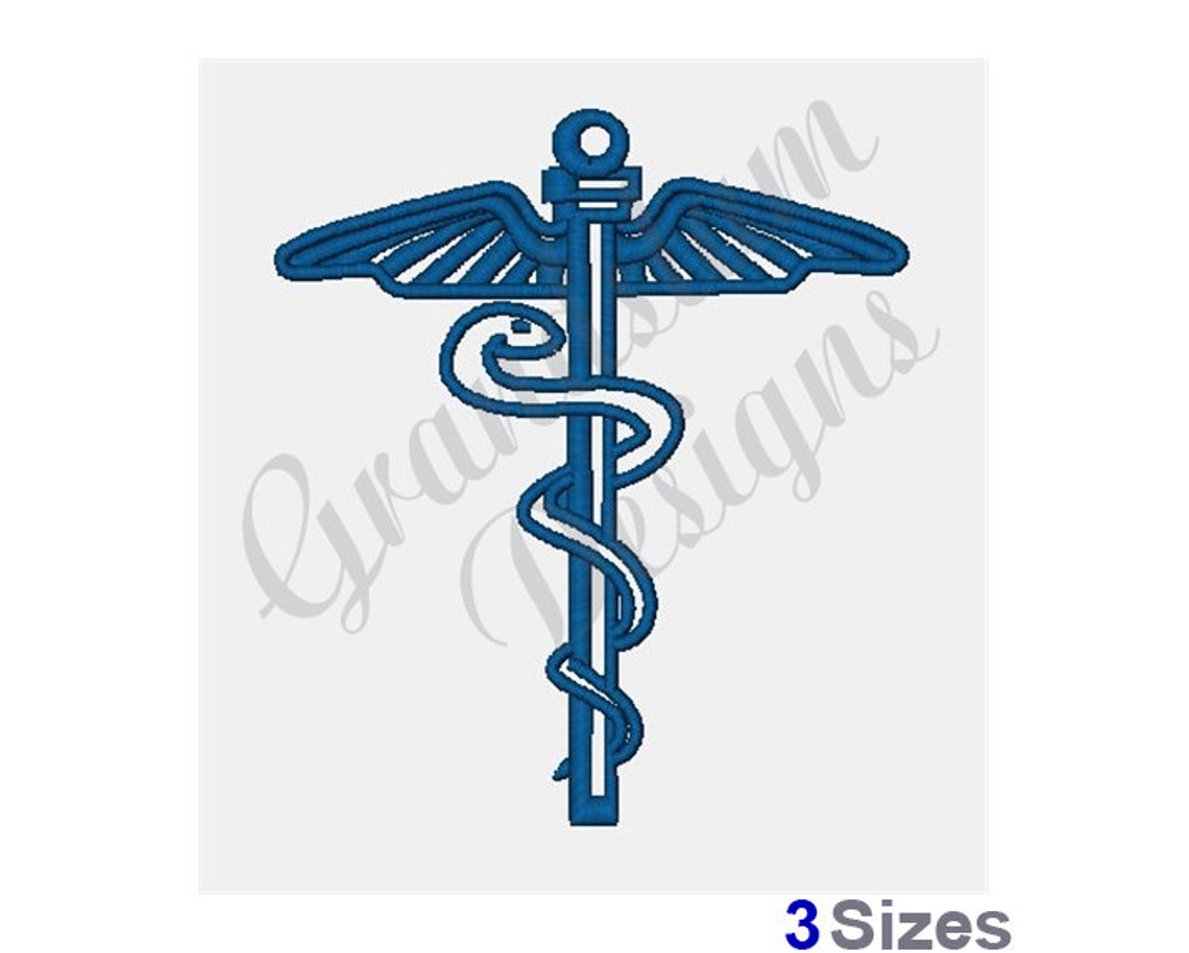 Single Snake Caduceus - Machine Embroidery Design, Embroidery Designs ...