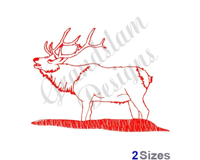 Elk Redwork Outline Machine Embroidery Design | Etsy