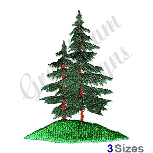 Moon Evergreen Trees Machine Embroidery Design Embroidery - Etsy