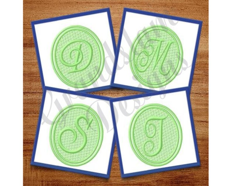 Embossed Oval Monogram Font Machine Embroidery Font - Etsy