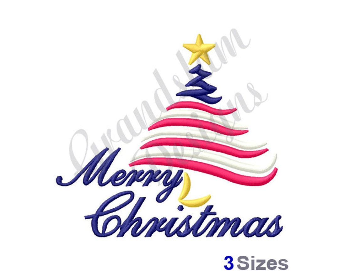 Merry Christmas - Machine Embroidery Design - Etsy