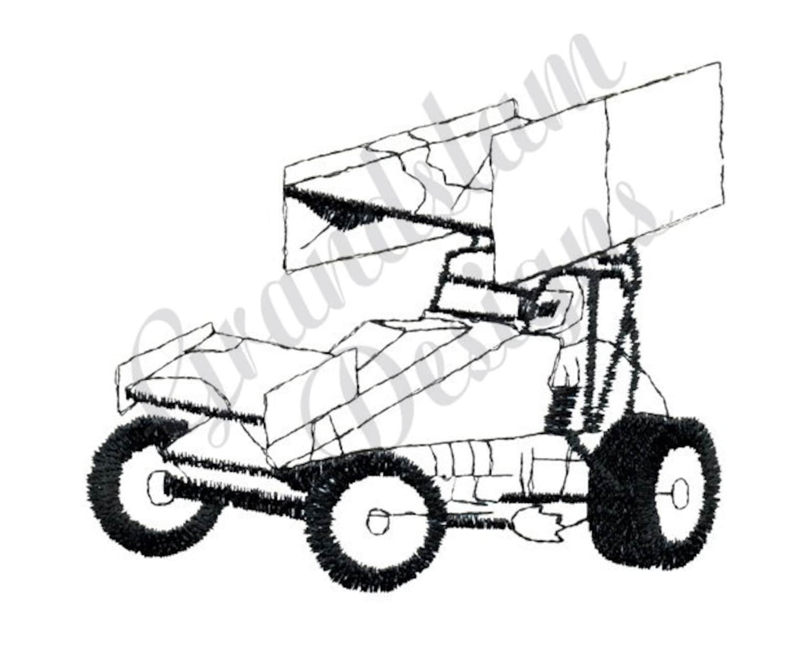 Sprint Car Outline - Machine Embroidery Design - Etsy
