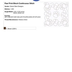 Paw Print Block Continuous Stitch Quilt Block - Machine Embroidery Design, Quilting, Embroidery ...
