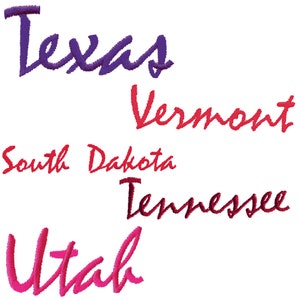 50 State Names in 2 Sizes - Machine Embroidery Design, Embroidery ...
