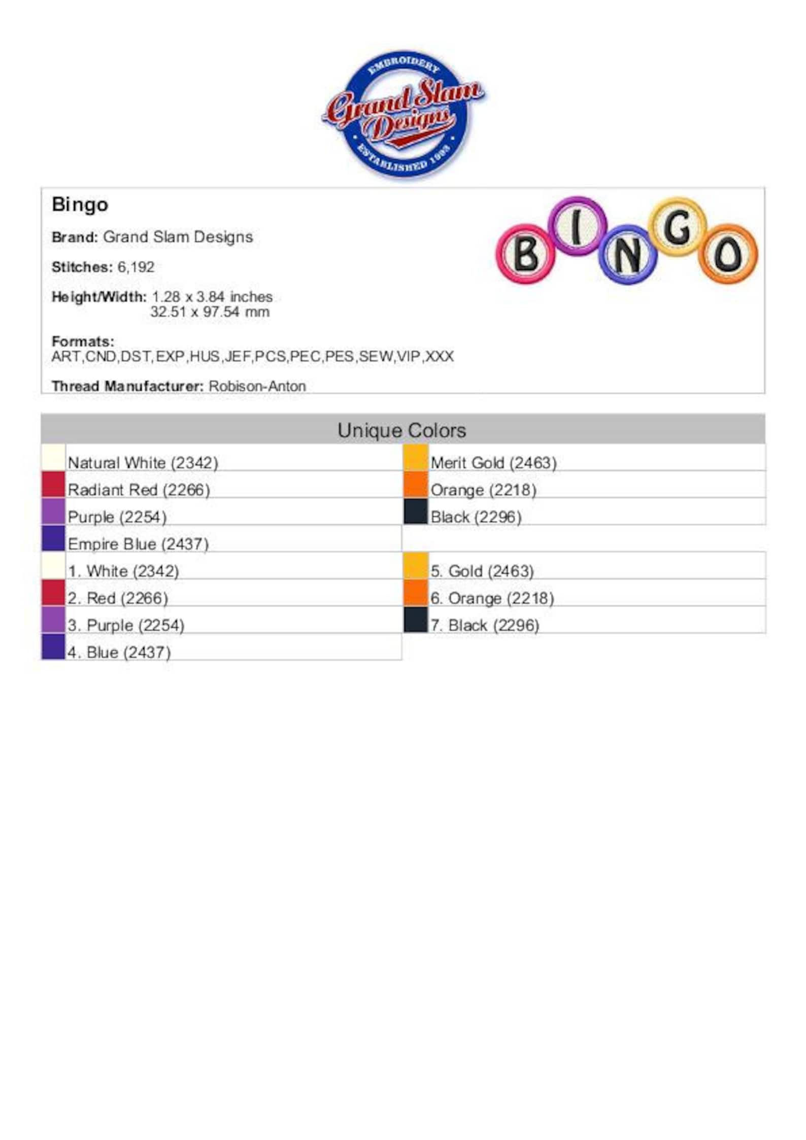 Bingo Machine Embroidery Design Embroidery Designs Machine | Etsy