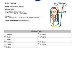 Tuba Outline - Machine Embroidery Design, Embroidery Designs, Machine ...