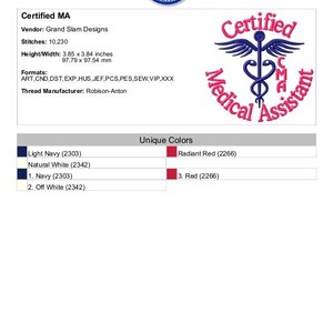 Certified Medical Assistant - Machine Embroidery Design, Embroidery ...