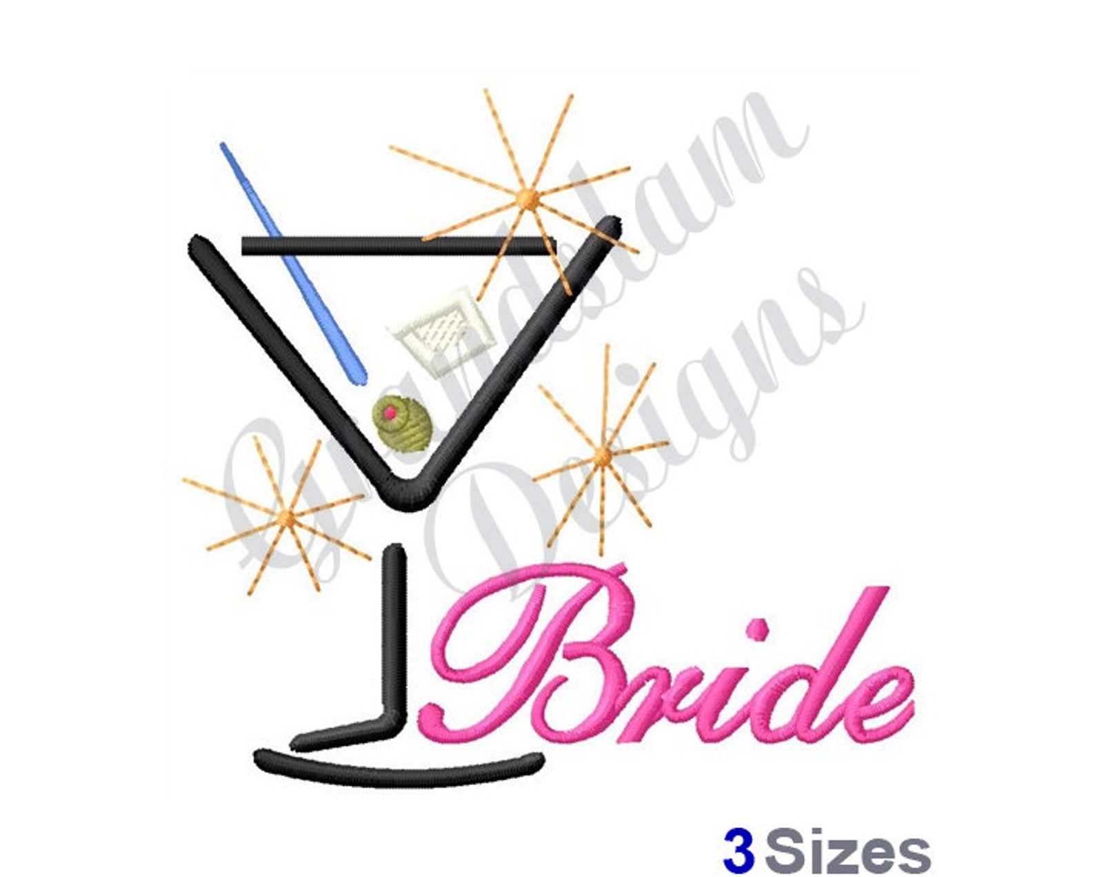 Bride Martini Machine Embroidery Design Embroidery Designs - Etsy