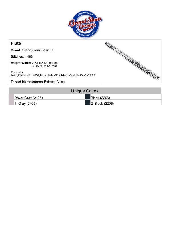 Flute - Machine Embroidery Design - Etsy