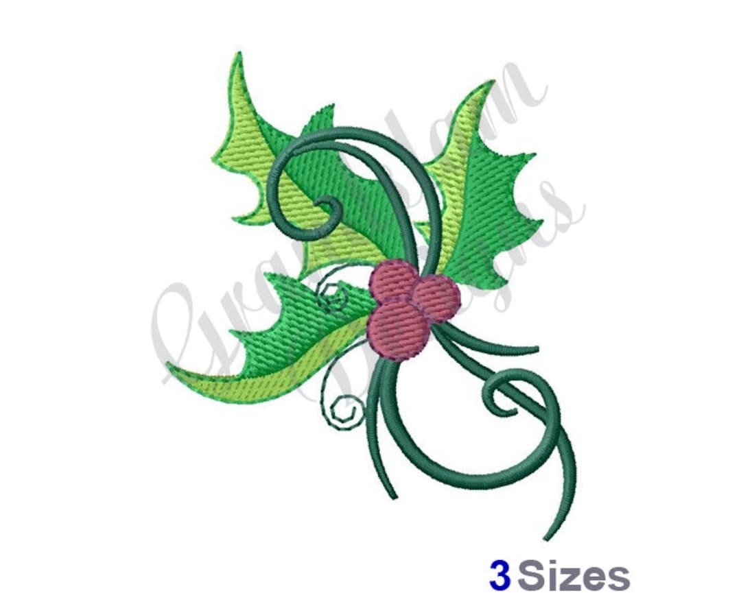Christmas Holly - Machine Embroidery Design - Etsy
