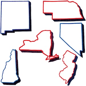 50 State Outlines in 2 Sizes - Machine Embroidery Design, Embroidery ...