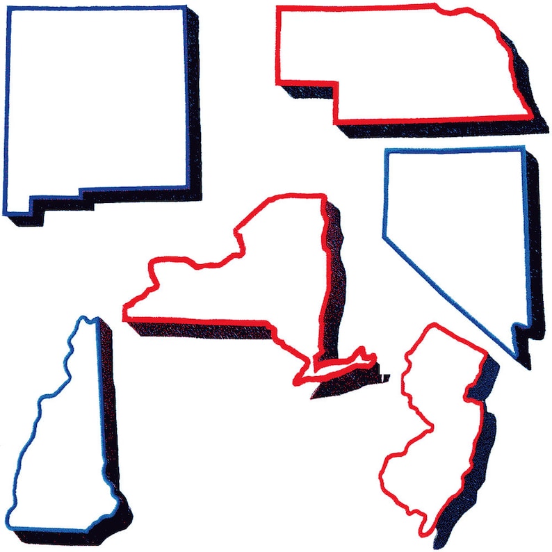 50 State Outlines in 2 Sizes Machine Embroidery Design - Etsy