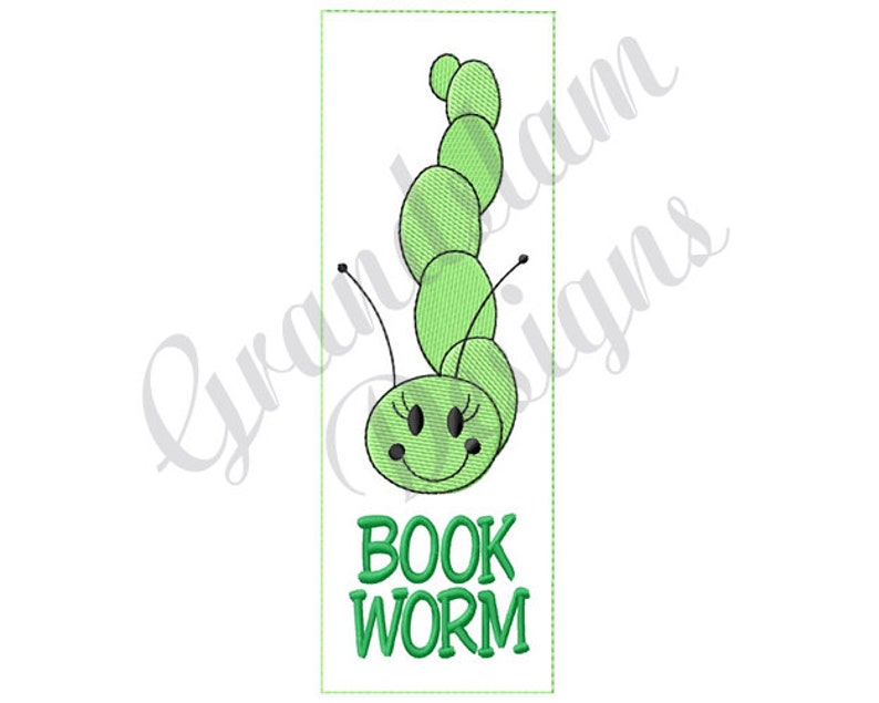 Book Worm Bookmark Machine Embroidery Design - Etsy