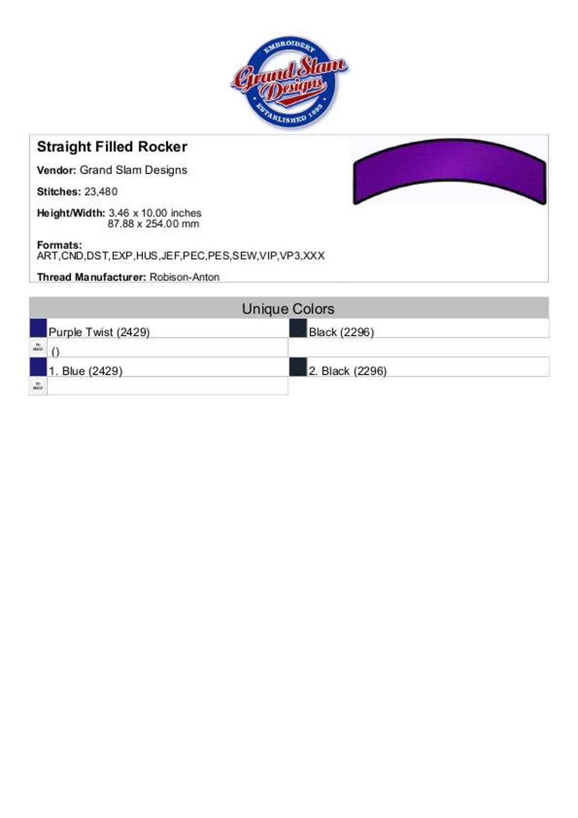 Straight Filled Rocker Curved Banner Machine Embroidery - Etsy