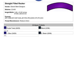 Straight Filled Rocker Curved Banner - Machine Embroidery Design - Etsy