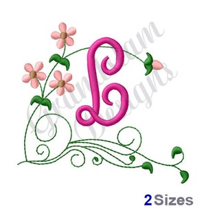 Floral Monogram Letter L - Machine Embroidery Design - Etsy