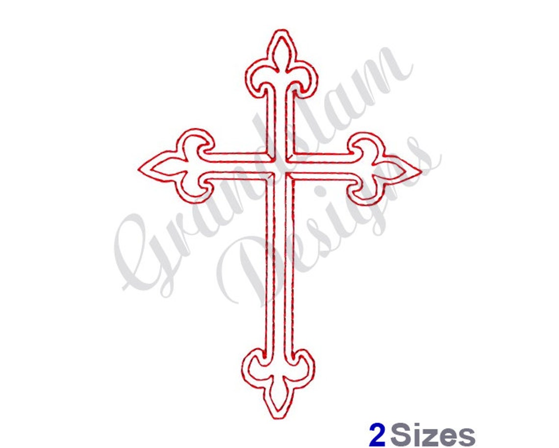 Ornamental Cross Redwork Machine Embroidery Design - Etsy