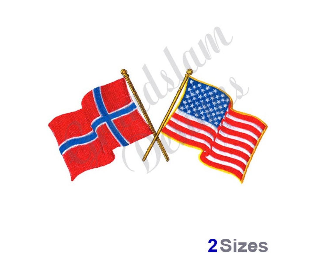 Norwegian American Flags Machine Embroidery Design, Embroidery Designs ...