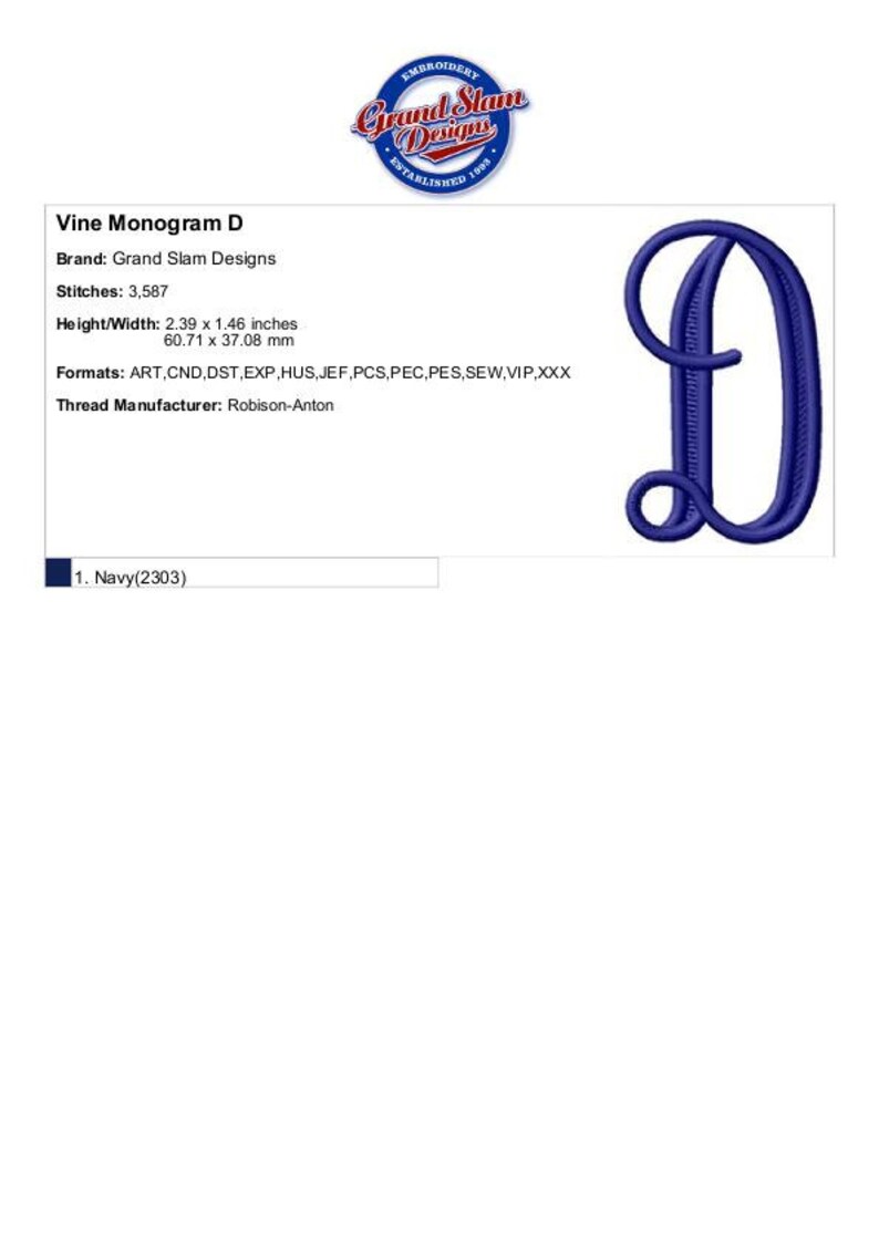 Vine Monogram Letter D Machine Embroidery Design | Etsy