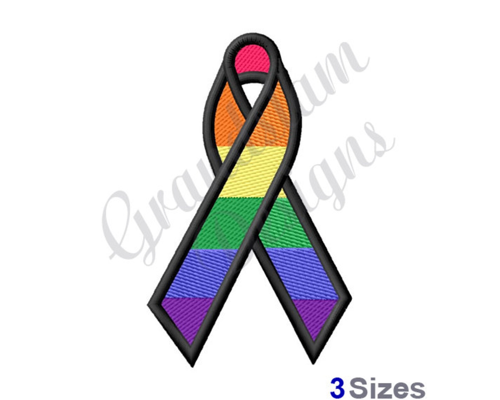Rainbow Ribbon Machine Embroidery Design | Etsy