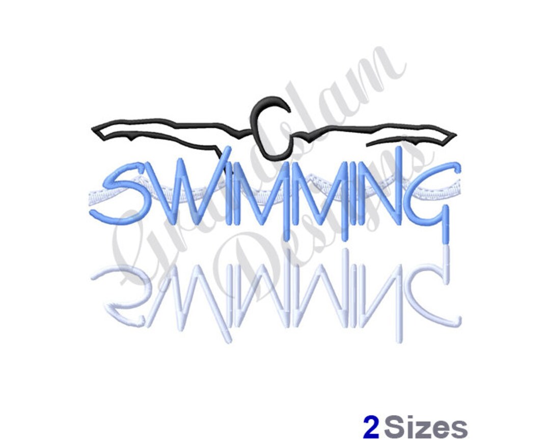 Swimming Text With Swimmer - Machine Embroidery Design, Embroidery ...