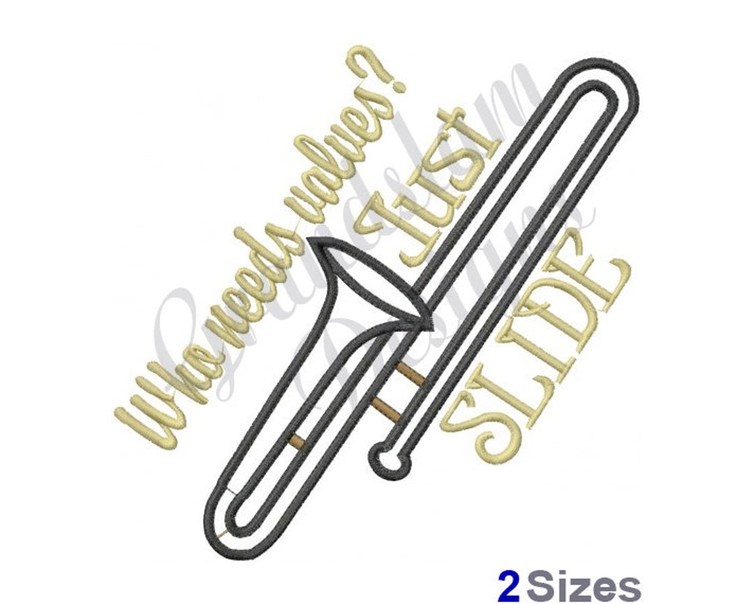Trombone Outline Machine Embroidery Design, Embroidery Designs, Machine ...