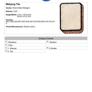 Mahjong Tile - Machine Embroidery Design, Embroidery Designs, Machine ...